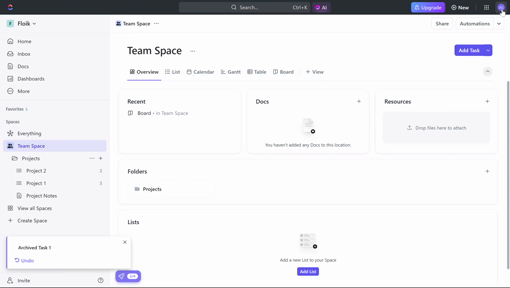 How to see archived spaces on ClickUp? | Flo